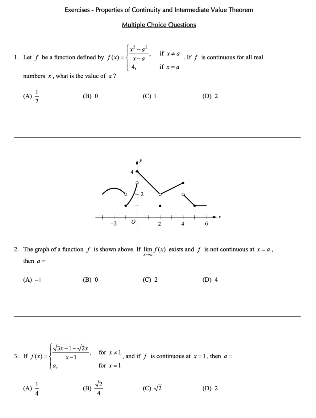 Properties of Continuity and Intermediate Value Theorem - Top Study ...
