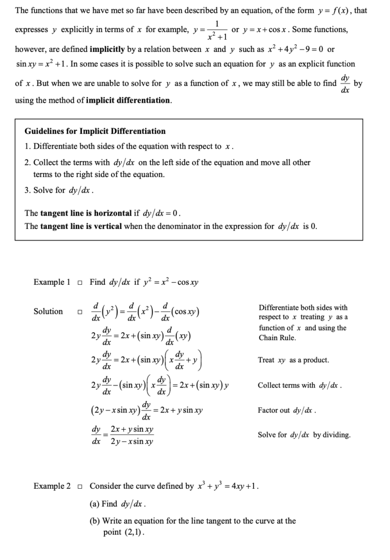 Implicit Differentiation – RevisionTown