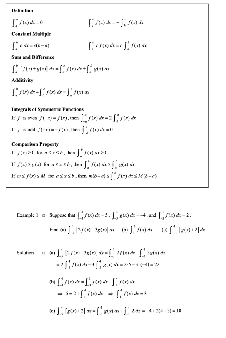 Properties of Definite Integrals - Top Study Guide | RevisionTown