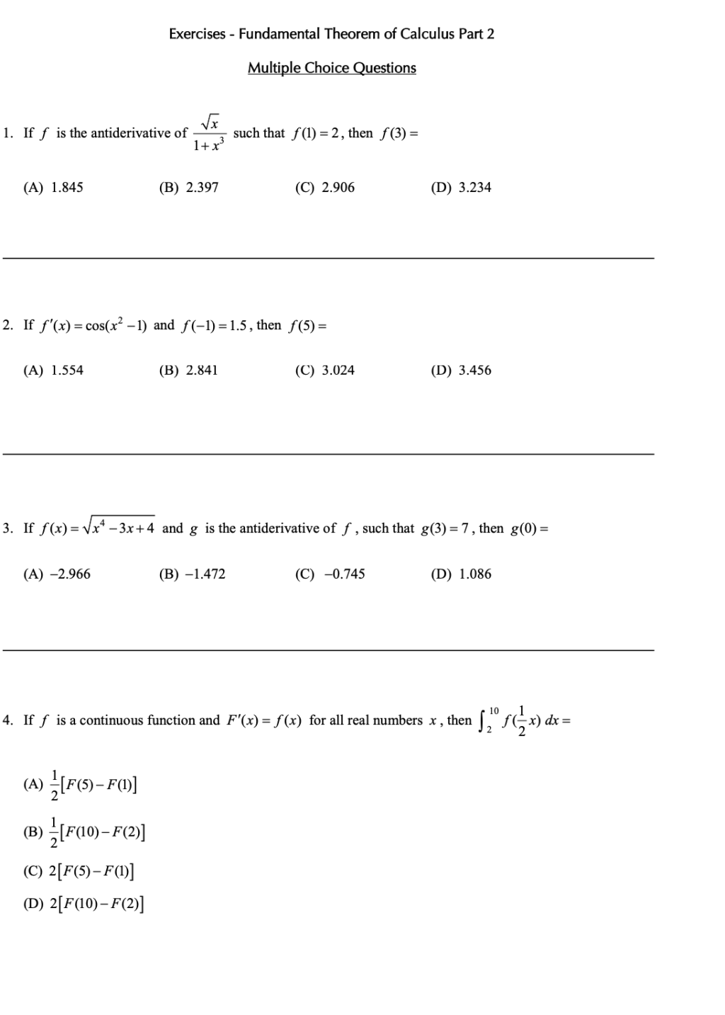 Fundamental Theorem of Calculus Part 2 - Top Study Guide | RevisionTown