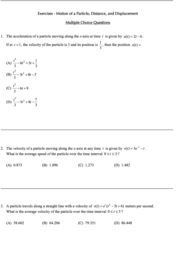 Motion Of A Particle, Distance, And Displacement | RivisionTown