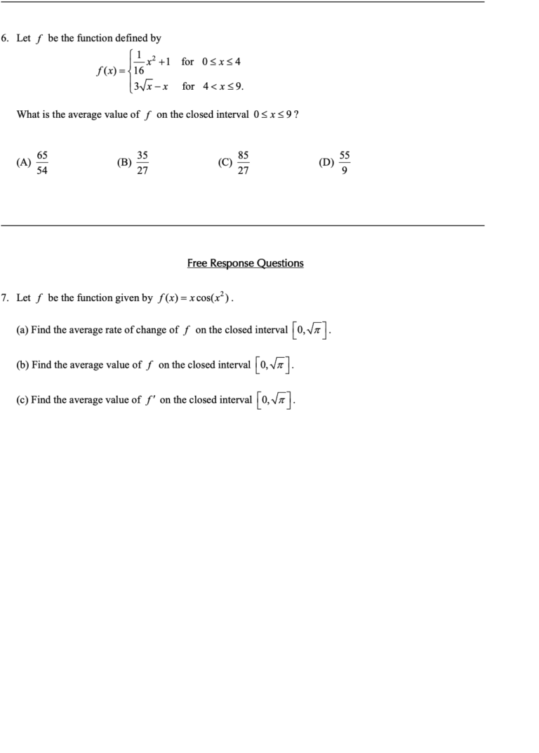 Average Value of a Function » RivisionTown