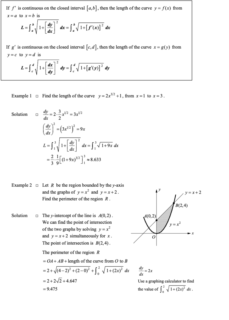 Length of a Curve (Distance Traveled Along a Curve) – RevisionTown