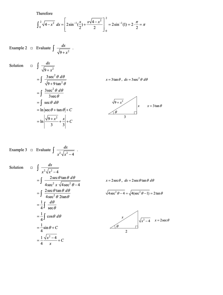 Trigonometric Substitutions – RevisionTown