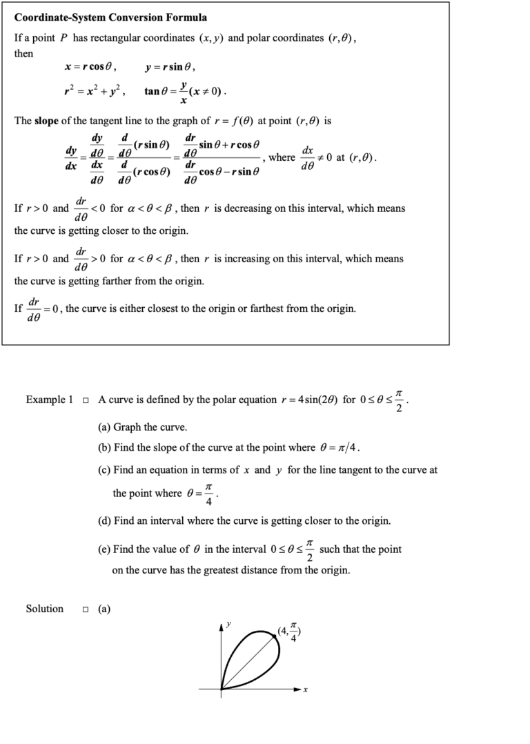 Polar Coordinates and Slopes of Curves – RevisionTown