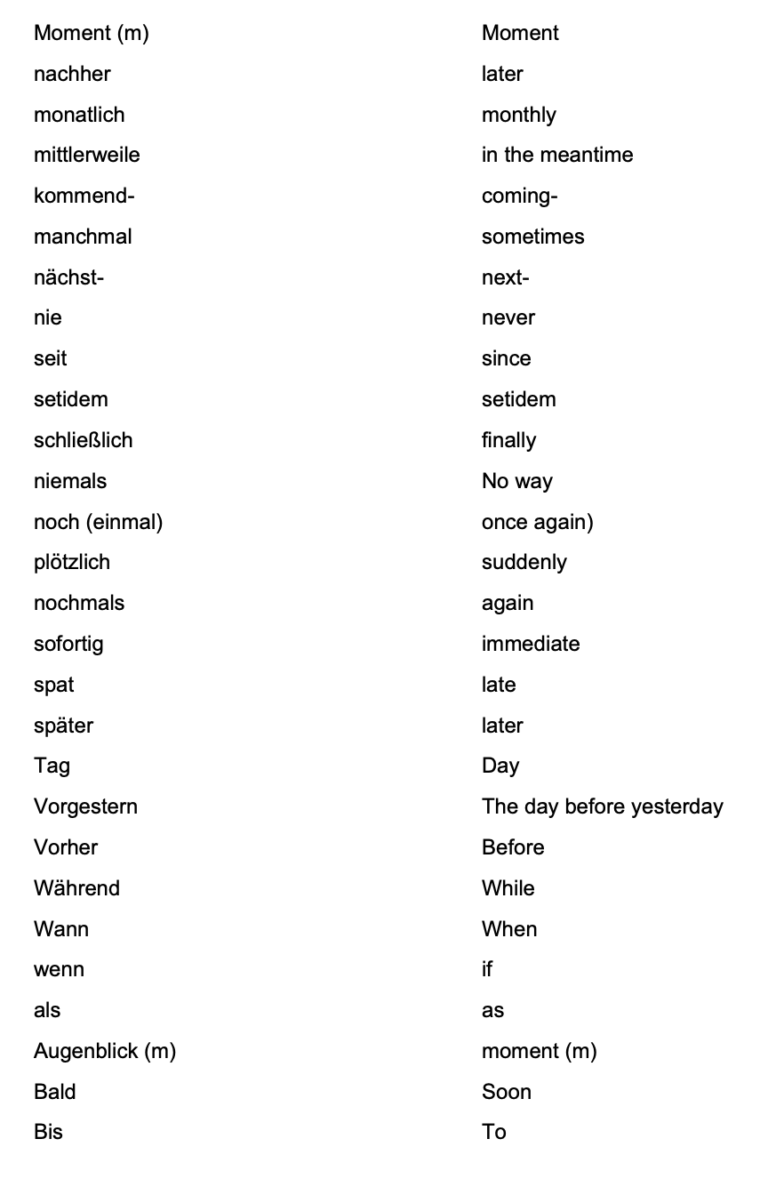 German Vocabulary with more Phrases – RevisionTown