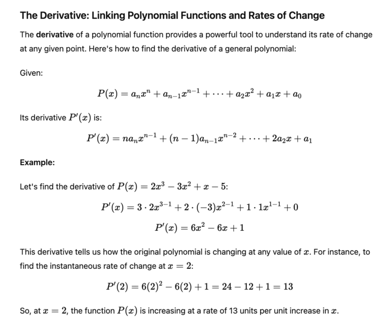 Polynomial Functions and Rates of Change - Top Study Guide | RevisionTown